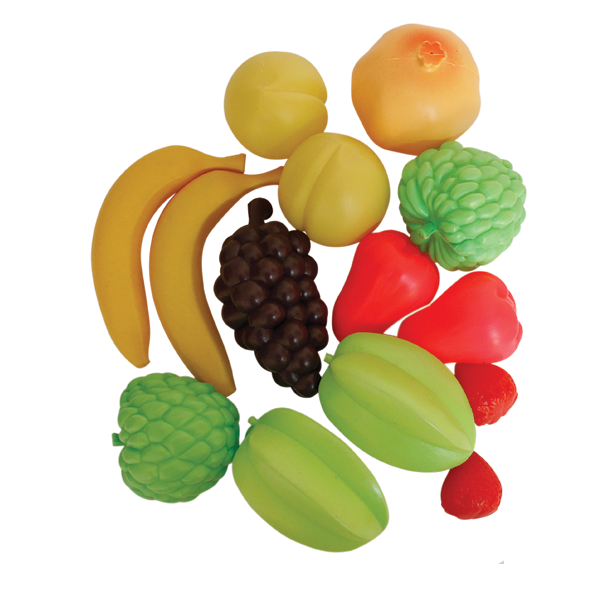 SET DE 14 FRUTAS DE MATERIAL DE PLASTICO